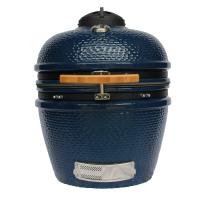 China 24 Inch Ceramic Kamado Grill 61cm Blue Charcoal BBQ with Bamboo Shelves for sale