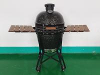 China Ceramic Kamado Grill 21.5 Inch Charcoal BBQ with Bamboo Shelves and Handle for sale