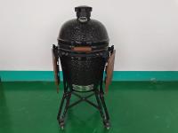 China Ceramic Kamado Grill 21.5 Inch Charcoal BBQ with Bamboo Shelves and Handle for sale
