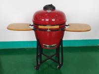 China 22 Inch Ceramic Kamado Grill with Nylon Wheels Bamboo Handle 57kg for sale