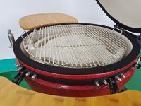 China 22 Inch Ceramic Kamado Grill with Nylon Wheels Bamboo Handle 57kg for sale