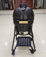 China Ceramic 15 Inch BBQ Kamado Grill With Stands Black for sale