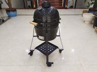 China Ceramic 15 Inch BBQ Kamado Grill With Stands Black for sale