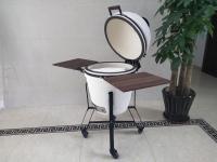 China Ceramic Kamado Grill 22 Inch 57x65cm Damping Hinge Charcoal BBQ White Glaze for sale