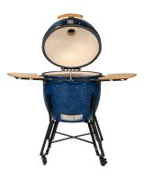 China Ceramic Kamado Grill 27 Inch Charcoal BBQ with Bamboo Sidetable 304 Stainless Steel for sale
