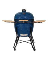 China Ceramic Kamado Grill 27 Inch Charcoal BBQ with Bamboo Sidetable 304 Stainless Steel for sale