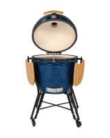 China Ceramic Kamado Grill 27 Inch Charcoal BBQ with Bamboo Sidetable 304 Stainless Steel for sale