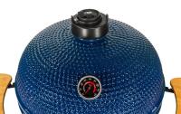 China Ceramic Kamado Grill 27 Inch Charcoal BBQ with Bamboo Sidetable 304 Stainless Steel for sale