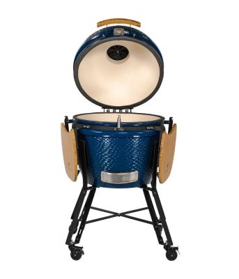 China 24 Inch Ceramic Kamado Grill Heat Resistant Dark Sky Blue 89kg for sale