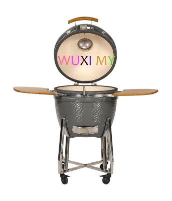 China 24 Inch Kamado Charcoal Grill Ceramic Manual Ignition Stainless Steel Grates 150 Lbs for sale