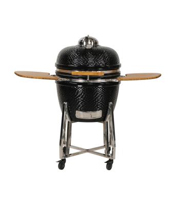 China 24 Inch Ceramic Charcoal Kamado Grill Cast Iron Cooking Surface 200-700°F for sale