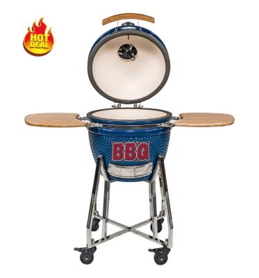 China Adjustable Ventilation System Charcoal Kamado Grill Ceramic With Grill Cover for sale