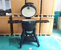 China Ceramic 22 Inch Kamado Grills BBQ Bubble Black Glaze Surface for sale