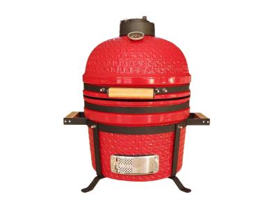 China 15 Inch Ceramic Kamado Grill Charcoal BBQ Red Outdoor Cooking Oven 390mm for sale