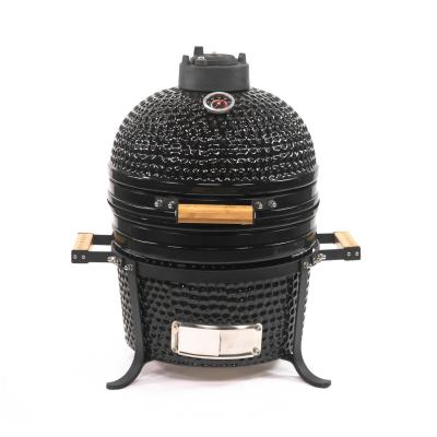 China Ceramic Kamado Grill 38cm 15 Inch Charcoal BBQ Garden Cooker Black for sale