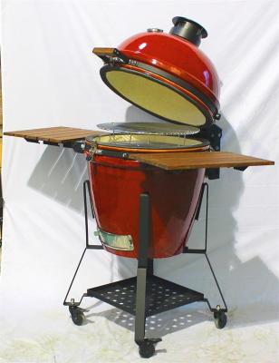China 21.5 Inch Ceramic Kamado Grill 150x78x135cm with Aluminum Alloy Top Cap and Nylon Wheels for sale
