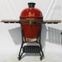 China 21.5 Inch Ceramic Kamado Grill 150x78x135cm with Aluminum Alloy Top Cap and Nylon Wheels for sale
