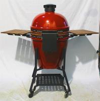 China 21.5 Inch Ceramic Kamado Grill 150x78x135cm with Aluminum Alloy Top Cap and Nylon Wheels for sale