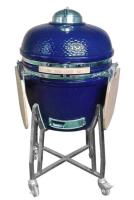 China 61cm Blue Charcoal 24 Inch Kamado Grill with Bamboo Shelves and Handle for sale