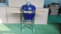 China 61cm Blue Charcoal 24 Inch Kamado Grill with Bamboo Shelves and Handle for sale