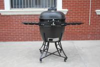 China 61cm Ceramic Black 24 Inch Kamado Grill with Bamboo Shelves and Handle for sale