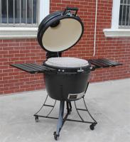 China 61cm Ceramic Black 24 Inch Kamado Grill with Bamboo Shelves and Handle for sale