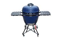 China Heat Resistant Ceramic Kamado Grill 24 Inch Blue SGS Charcoal BBQ with Stainless Steel Accessories for sale