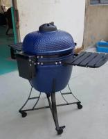 China Heat Resistant Ceramic Kamado Grill 24 Inch Blue SGS Charcoal BBQ with Stainless Steel Accessories for sale