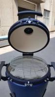 China Heat Resistant Ceramic Kamado Grill 24 Inch Blue SGS Charcoal BBQ with Stainless Steel Accessories for sale