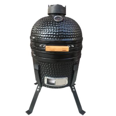 China Ceramic Kamado Grill 15 Inch 390mm Black Charcoal BBQ SGS Approved for sale
