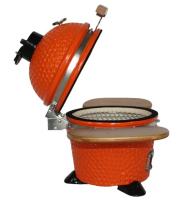 China Small SES Orange Charcoal BBQ Ceramic Kamado Grill for sale