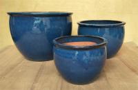 China Glazed Ceramic Outdoor Plant Pots Set of 4 35cm Green Garden Flower Planter for sale