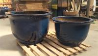 China Round 60cmx37cm Blue Ceramic Outdoor Garden Pots for sale
