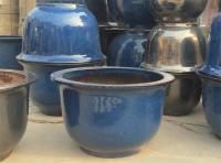 China Round 60cmx37cm Blue Ceramic Outdoor Garden Pots for sale