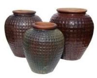 China Glazed Ceramic Outdoor Plant Pot 62x78cm Rustic Blue Flower Garden Planter for sale