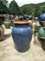 China 51cmx78cm Rustic Garden Plant Pots , Blue Large Rustic Garden Pots for sale