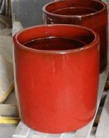China Red 50x50cm Round Ceramic Flower Pots Large Outdoor for sale