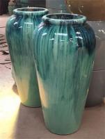 China 44x88cm Green Glazed Ceramic Outdoor Planter Pot for Garden Decoration for sale