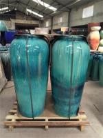 China 44x88cm Green Glazed Ceramic Outdoor Planter Pot for Garden Decoration for sale