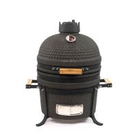 China Ceramic Kamado Grill 15 Inch Dark Grey Charcoal BBQ Outdoor Cooking Oven for sale