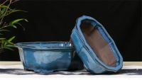 China Glazed Bonsai 30x23x10cm Blue Ceramic Indoor Plant Pots for sale