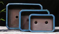 China Blue 30.3cmx21.6cmx10.5cm Ceramic Glazed Bonsai Pots for sale