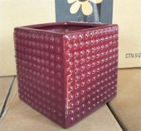 China Small Square 12x12x12cm Glazed Ceramic Indoor Pots for sale