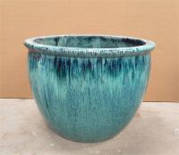 China Round Ceramic Plant Pots Outdoor Glazed 4 Size Set 58cm 44cm 35cm 27cm for sale