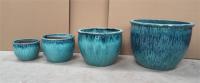 China Round Ceramic Plant Pots Outdoor Glazed 4 Size Set 58cm 44cm 35cm 27cm for sale