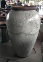 China Green Archaize Glazed Round Rustic Outdoor Plant Pots for sale