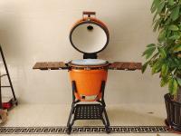 China 21.5 Inch SGS Charcoal Kamado Grill Orange Ceramic Smoker with 304 Stainless Steel Grills for sale