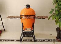 China 21.5 Inch SGS Charcoal Kamado Grill Orange Ceramic Smoker with 304 Stainless Steel Grills for sale