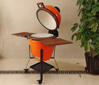 China 21.5 Inch SGS Charcoal Kamado Grill Orange Ceramic Smoker with 304 Stainless Steel Grills for sale