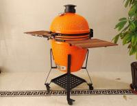 China 21.5 Inch SGS Charcoal Kamado Grill Orange Ceramic Smoker with 304 Stainless Steel Grills for sale
